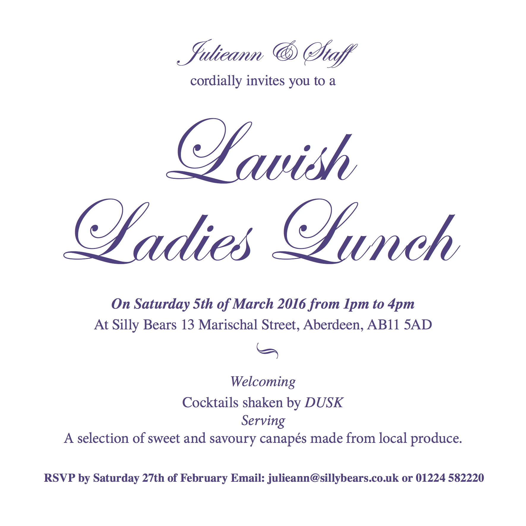 Lavish Ladies Lunch Invite | Scottish PA Network